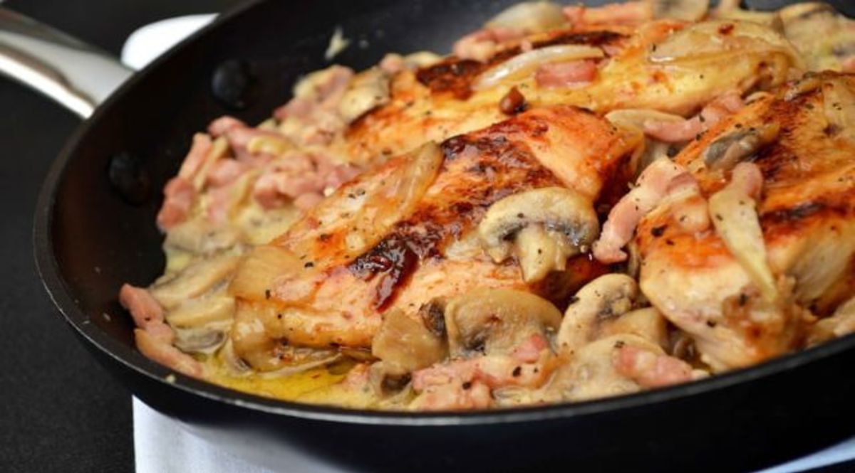 Receta de Pollo Asado con Salsa de Setas