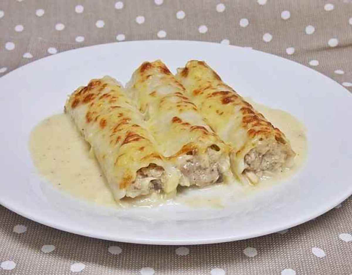 Receta de Canelones de pollo y setas