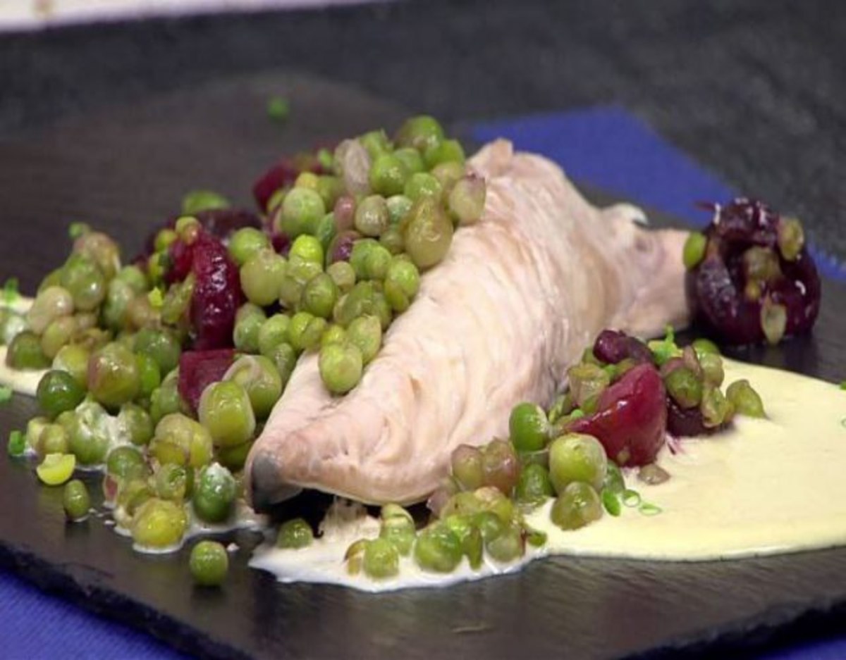Receta de Verdel con guisantes