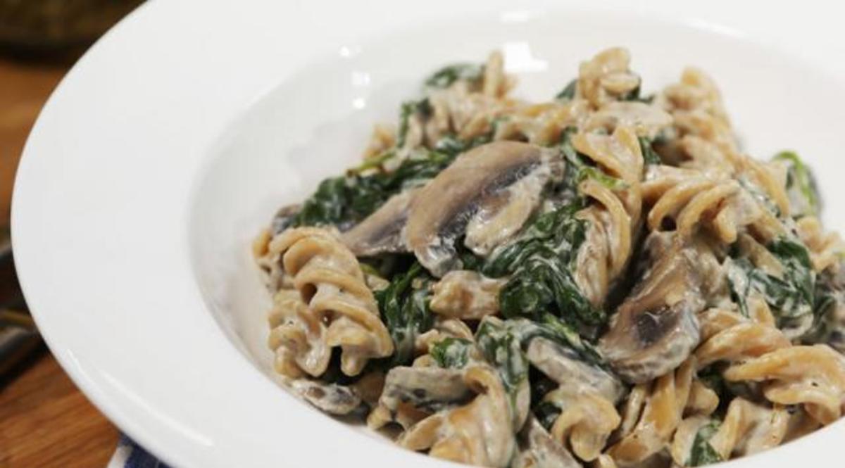 Receta de Fusilli con Crema de Champiñones