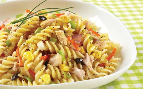 Receta de Fusilli con atún y verduras
